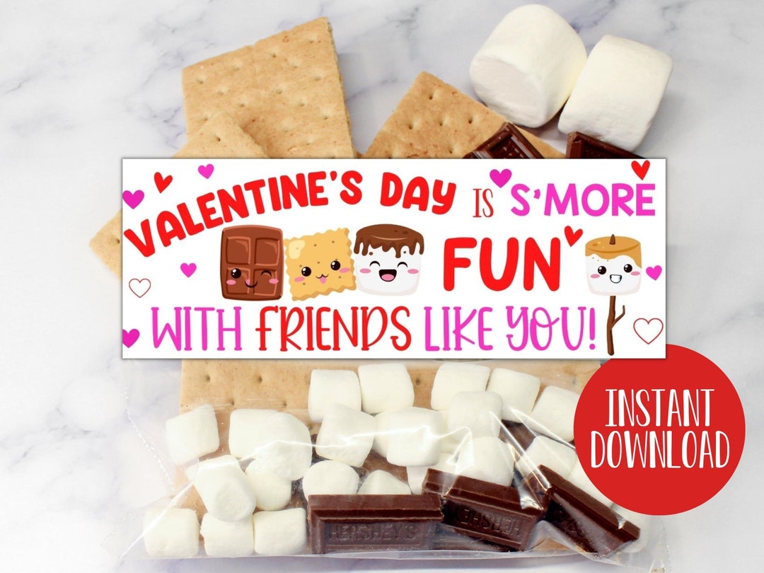 Valentine's Tags, PRINTABLE Valentine Tags, Smores Tags, S'mores Favor ...