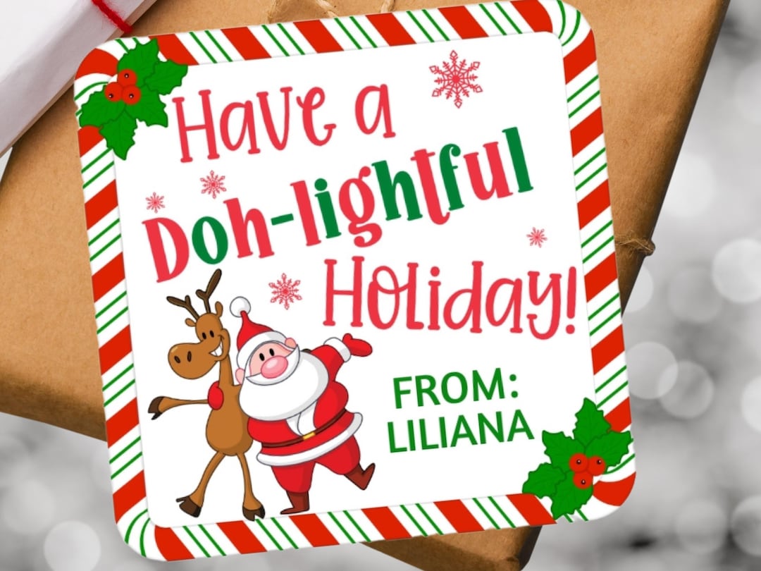 Christmas Play Doh Tag, Doh Lightful Classroom Favor, School Winter Tag ...