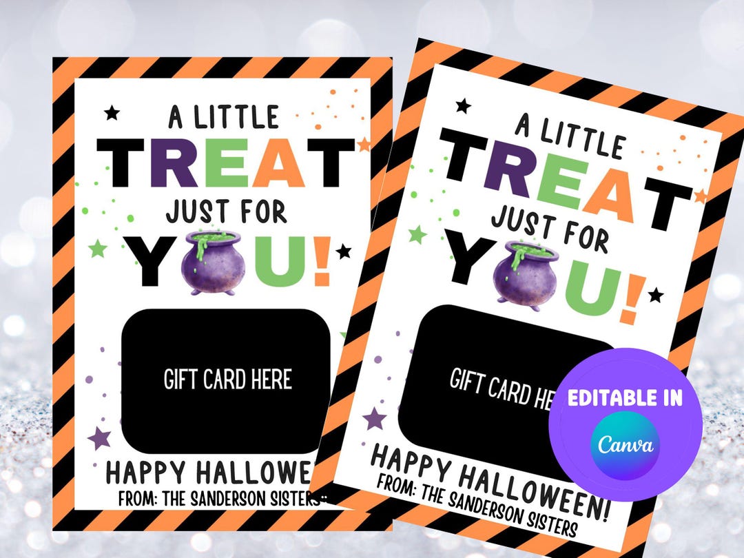 Halloween Gift Card Printable, A Little Treat, 5x7 Gift Card Holder ...