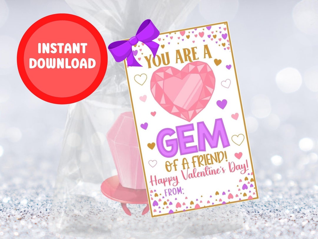 Ring Pop Valentine's Day Tag, Gem Candy Valentine's Label, School Favor ...