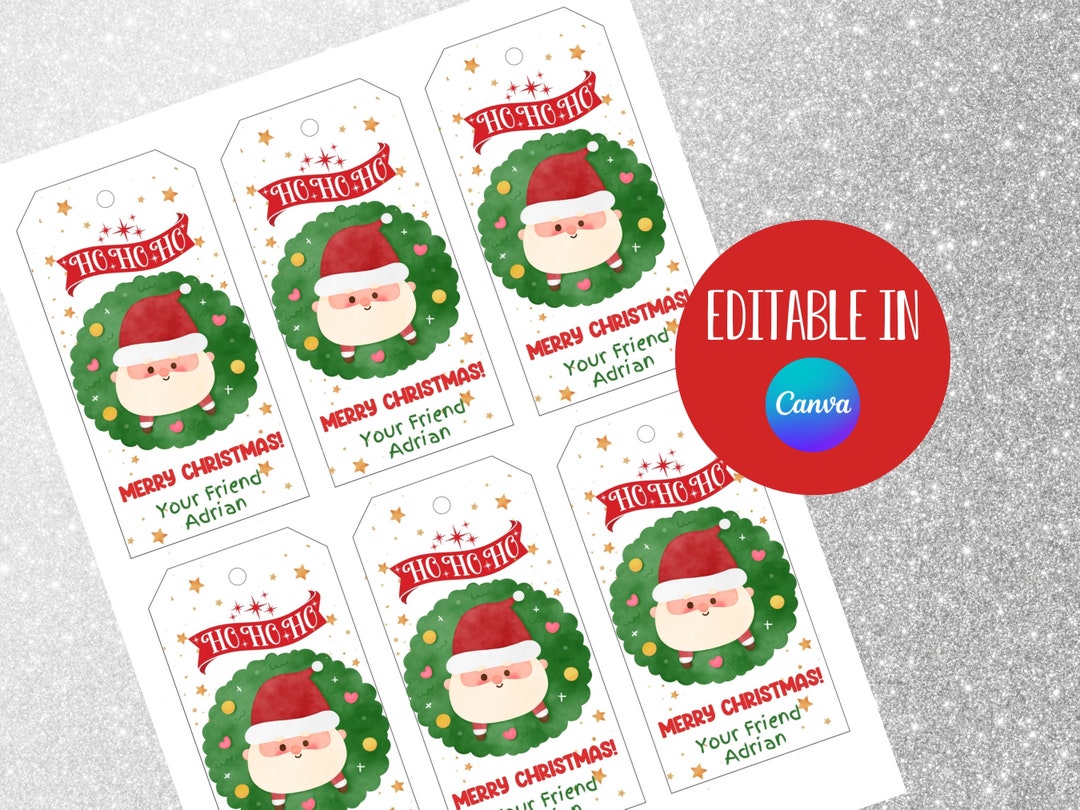 Editable Christmas Favor Tags, Holiday Classroom Gift Tags, Santa ...