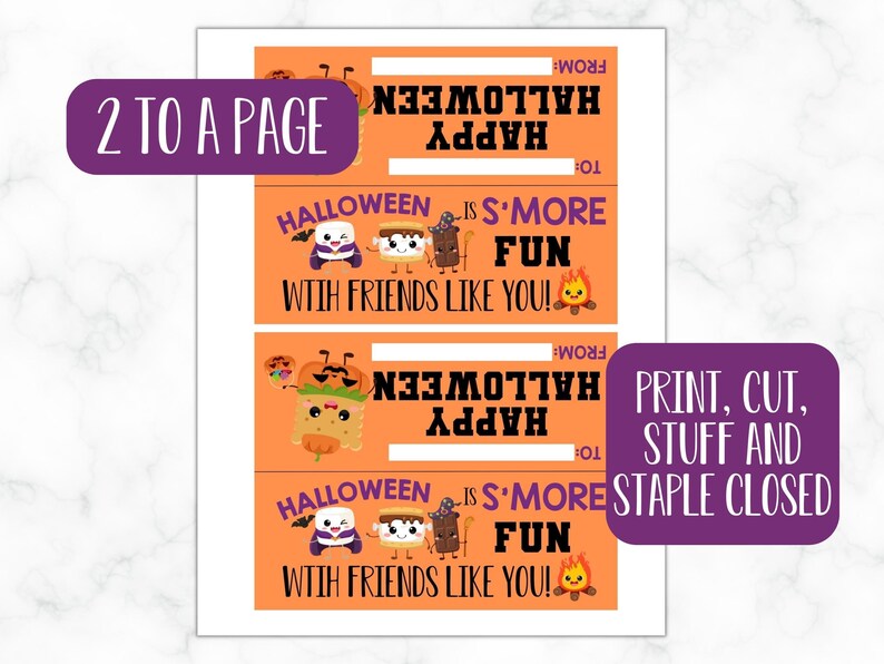 Halloween Favor Tags PRINTABLE Halloween Tags Smores Tags - Etsy
