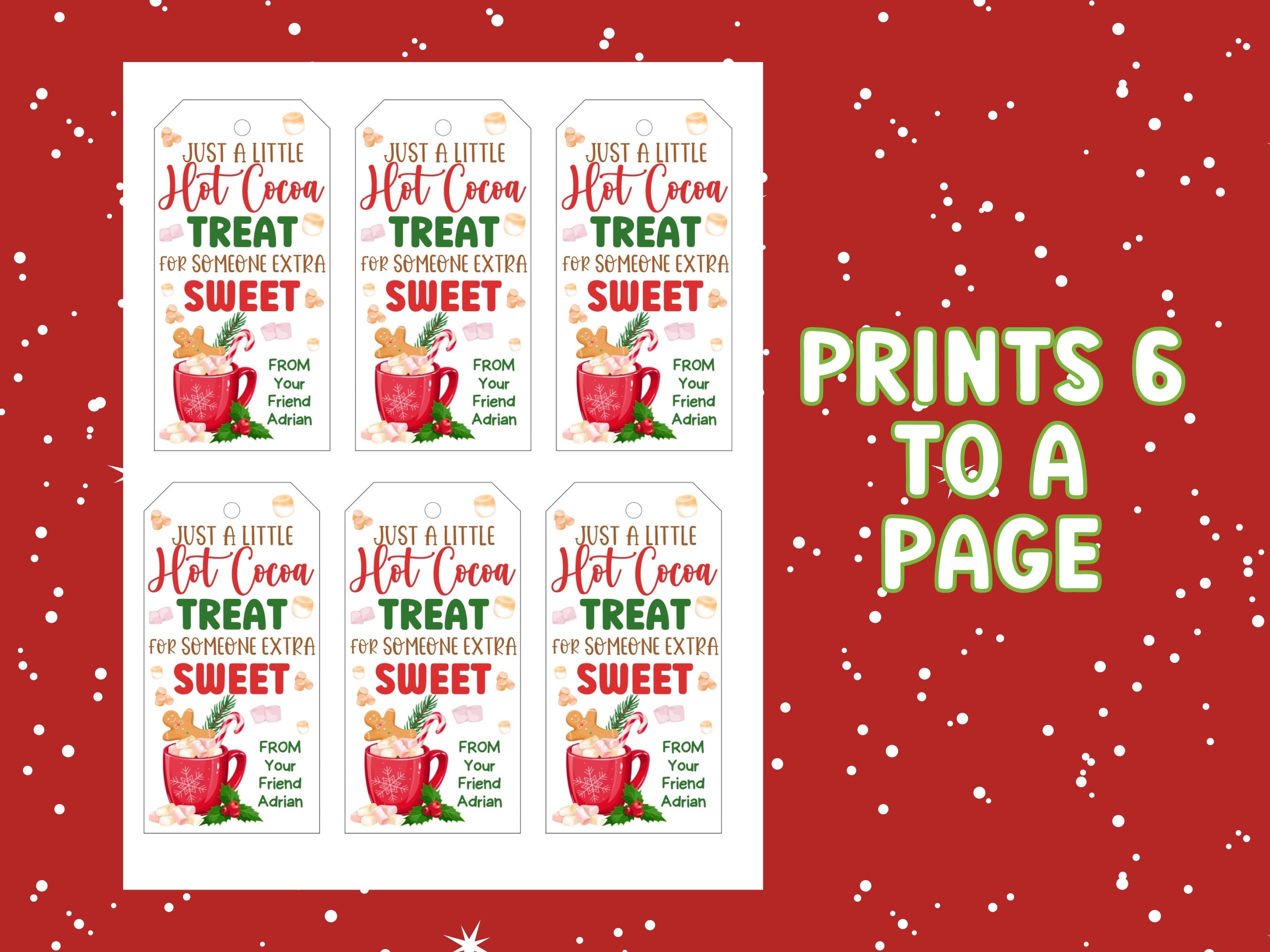 Hot Cocoa Christmas Gift Tag, Sweet Treat for Someone, Sweet Bag Tag ...