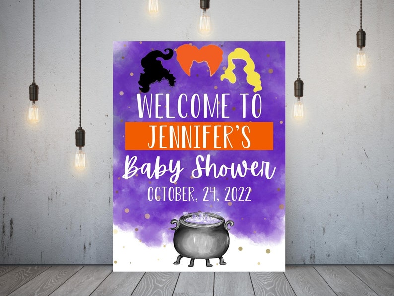 Hocus Pocus Baby Shower Sign Halloween Baby Shower Welcome - Etsy
