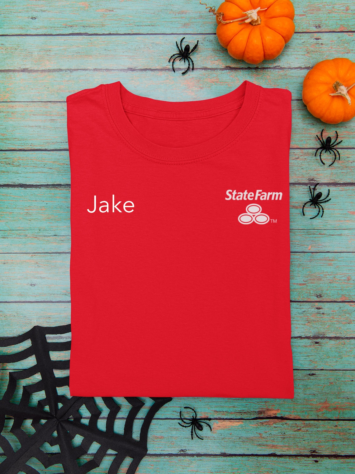 Jake State Farm Halloween Costume Vinyl Red Shirt Short Sleeve. Cosplay ...