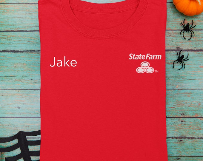 Jake State Farm Halloween Costume Vinyl Red Shirt Short Sleeve. Cosplay ...