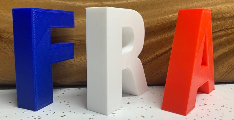 3D Printed F.R.A. (france) Letters in Nations Colors (blue/white/red ...