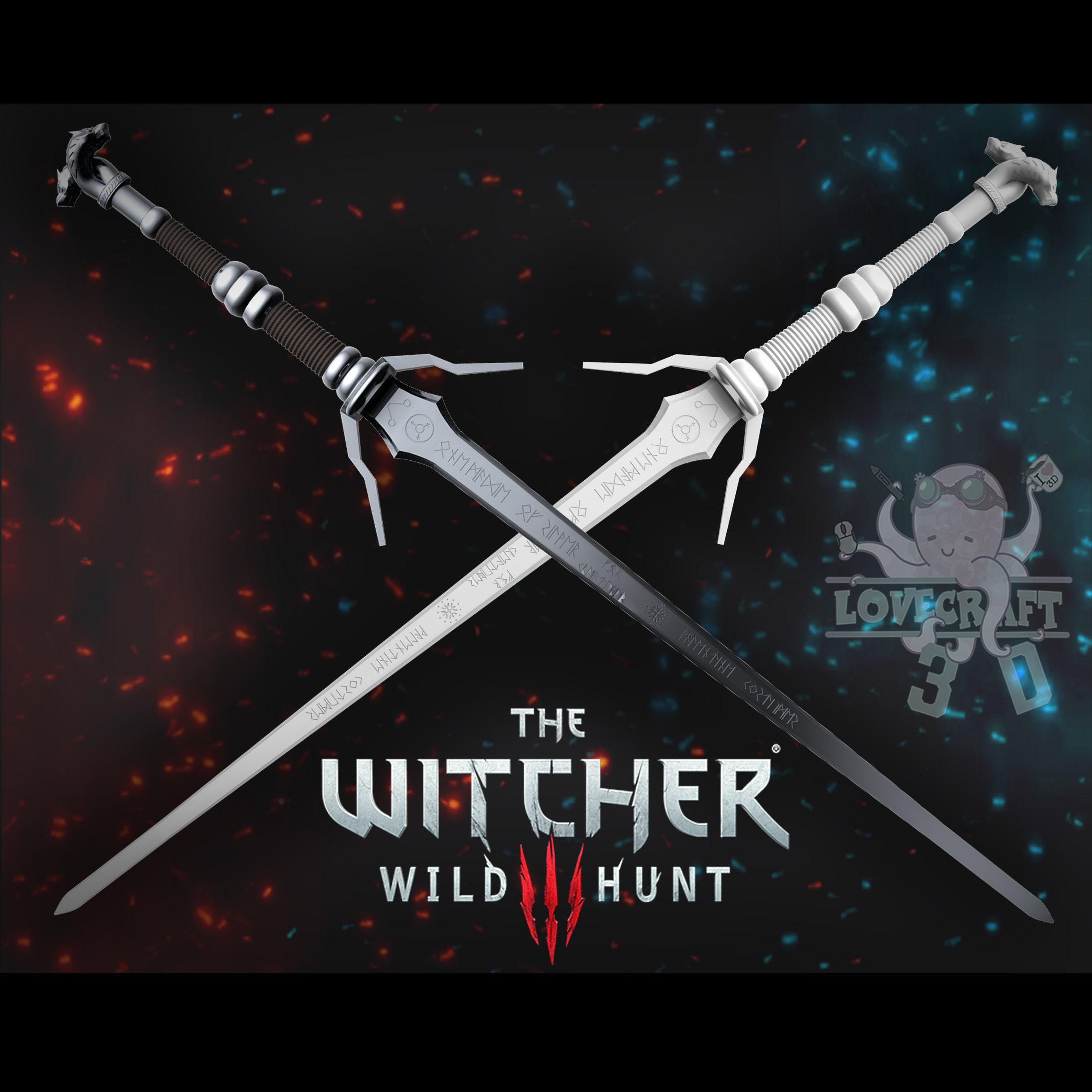 3D Silver Sword Witcher School of the Wolf Stl File for Cosplay or ...