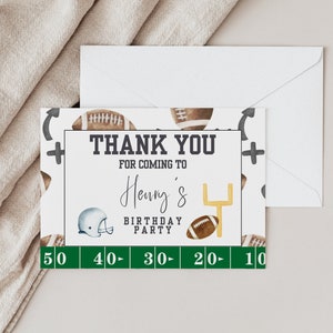Football Birthday Party Flat Thank You Card | First Year Down ...