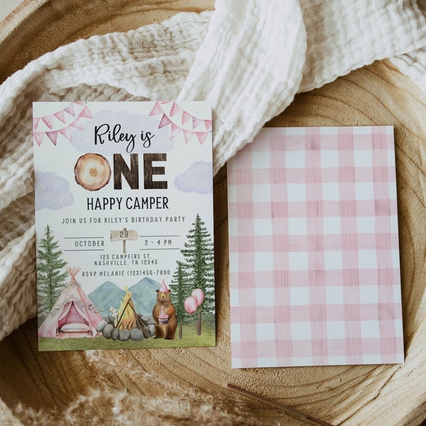 One Happy Camper Girls Invitation - Etsy