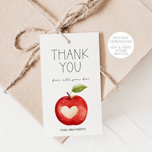 Teacher Appreciation Gift Tag, Thank You Tag, Teacher Gift Tag, Teacher ...