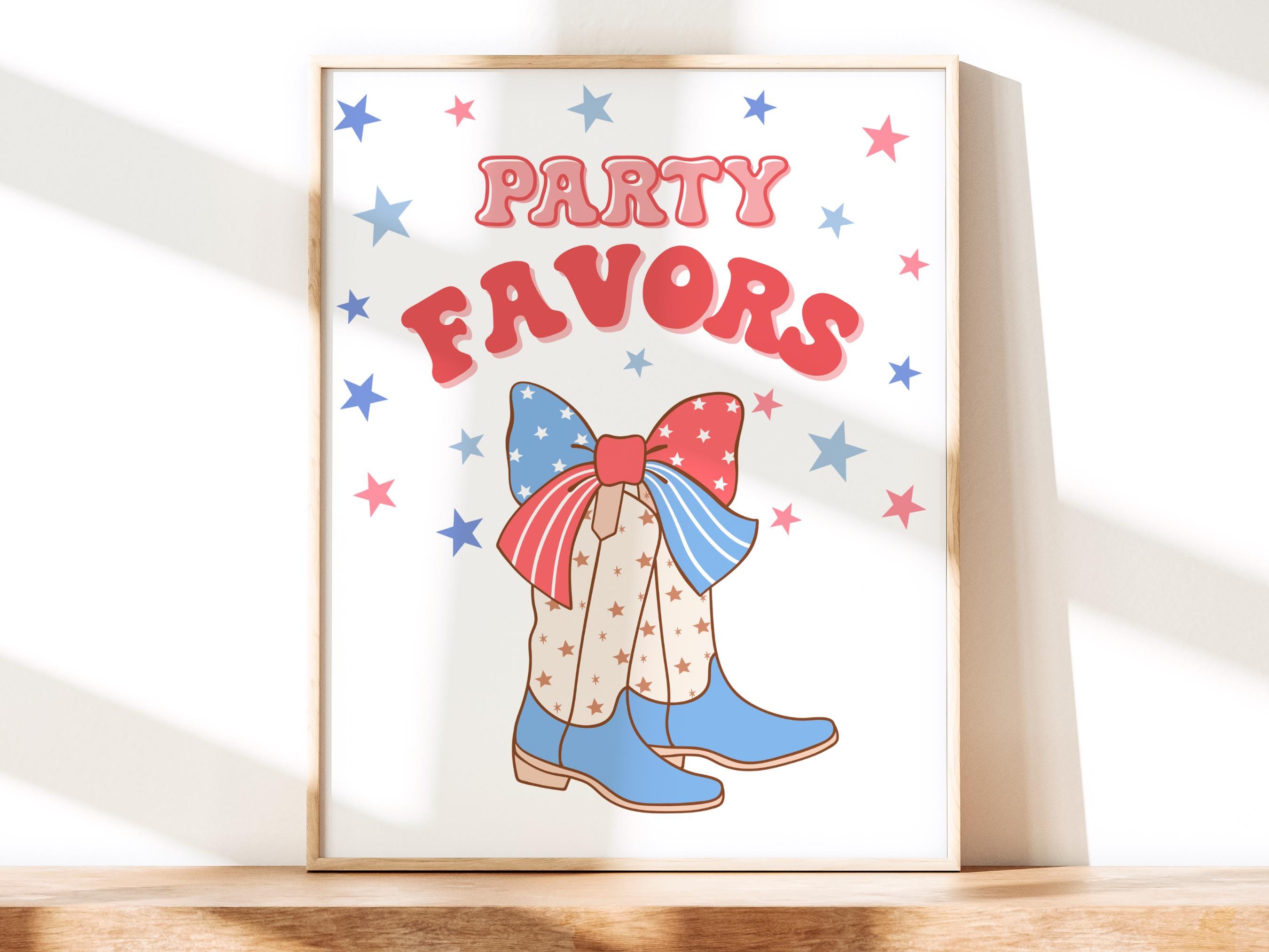 4th of July Birthday Party Favors Sign, All American Girly, 4th of July ...