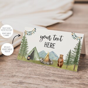 One Happy Camper Food Tent Labels, Printable Food Labels, 1st Birthday ...