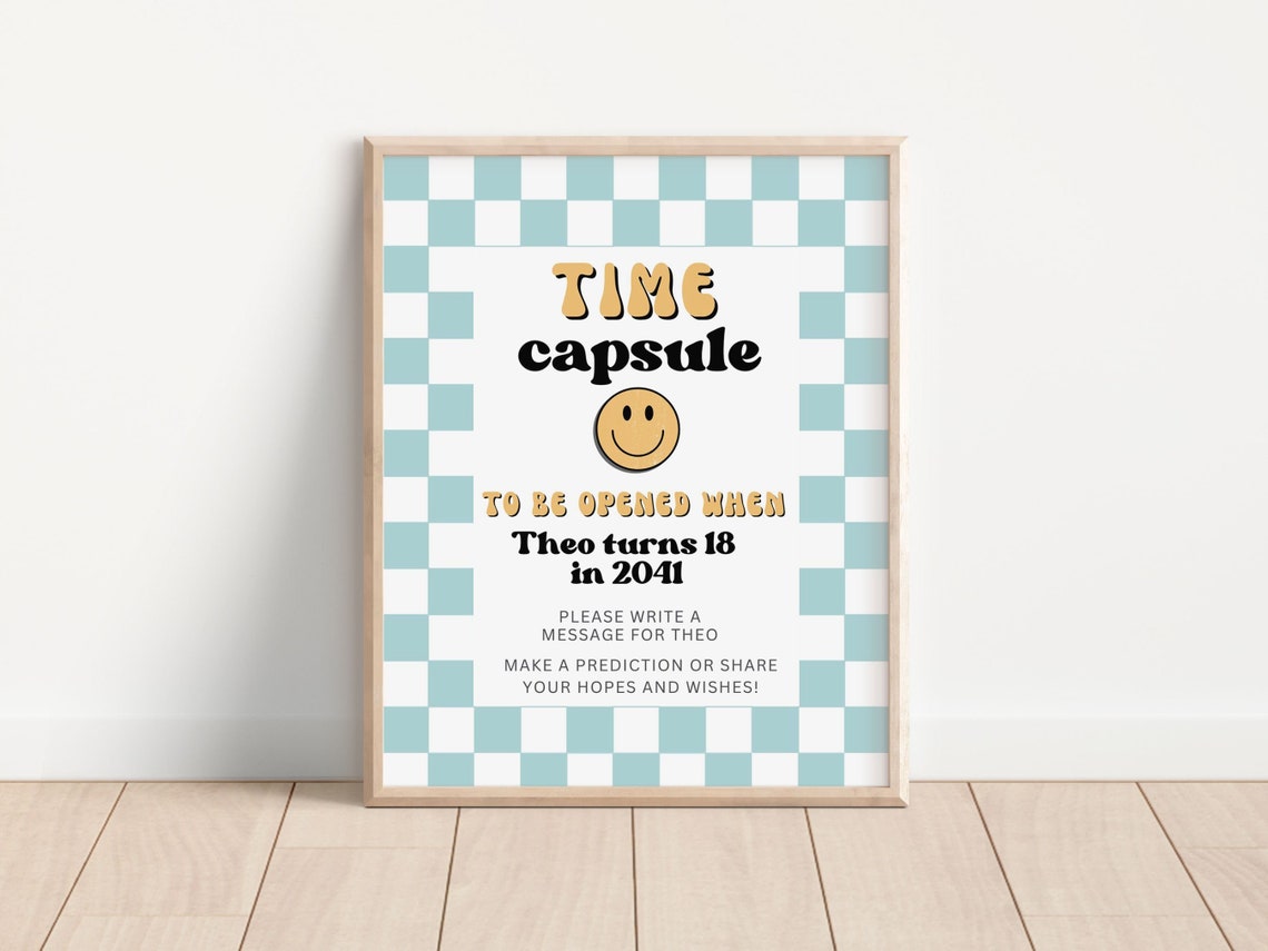 Blue One Happy Dude Time Capsule | Instant Download | A102 - Etsy