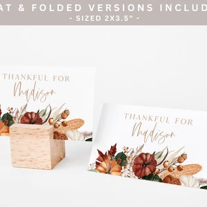 Fall Place Card, Printable Place Card, Autumn Place Card, Thanksgiving ...