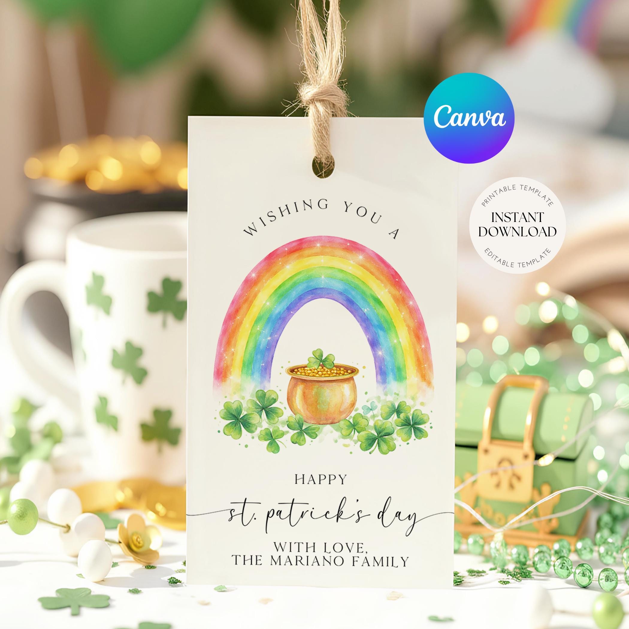 Printable St Patricks Day Gift Tag, St Patrick's Day Tag, Shamrock Gift ...