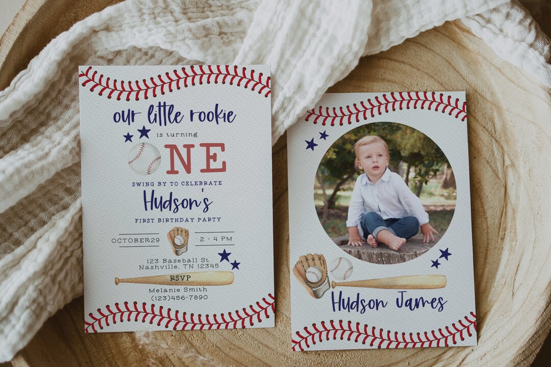 Baseball First Birthday Invitation | 1st Birthday | Rookie | Baseball ...