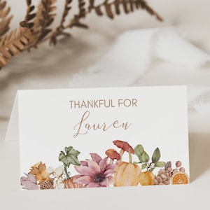 Thanksgiving Place Card Template, Autumn Table Decor, Thanksgiving ...