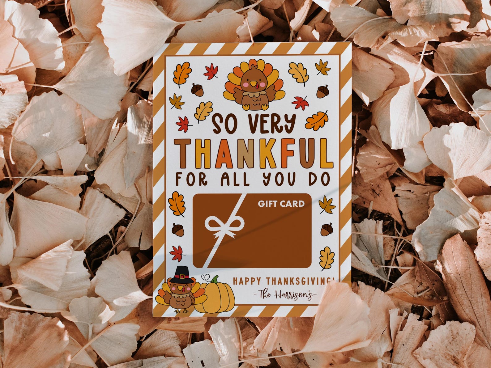 Printable Thanksgiving Gift Card Holder, Thankful for You, Teacher ...