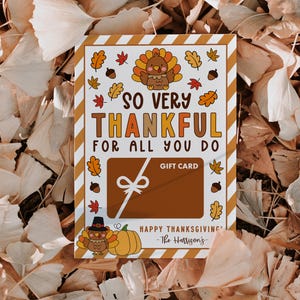 Printable Thanksgiving Gift Card Holder, Thankful for You, Teacher ...