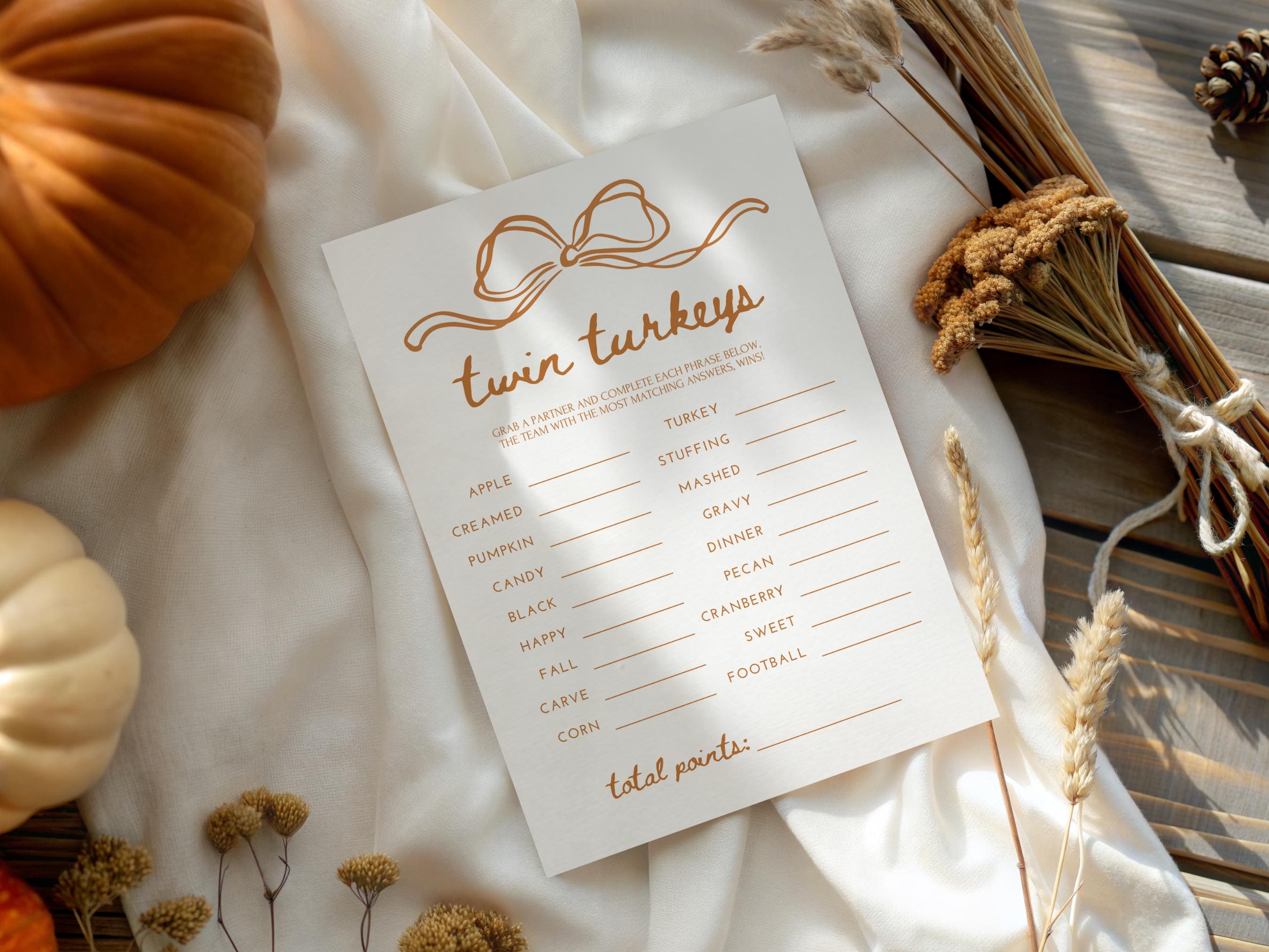 Printable Whimsical Hand Drawn Thanksgiving Twin Turkeys Game ...