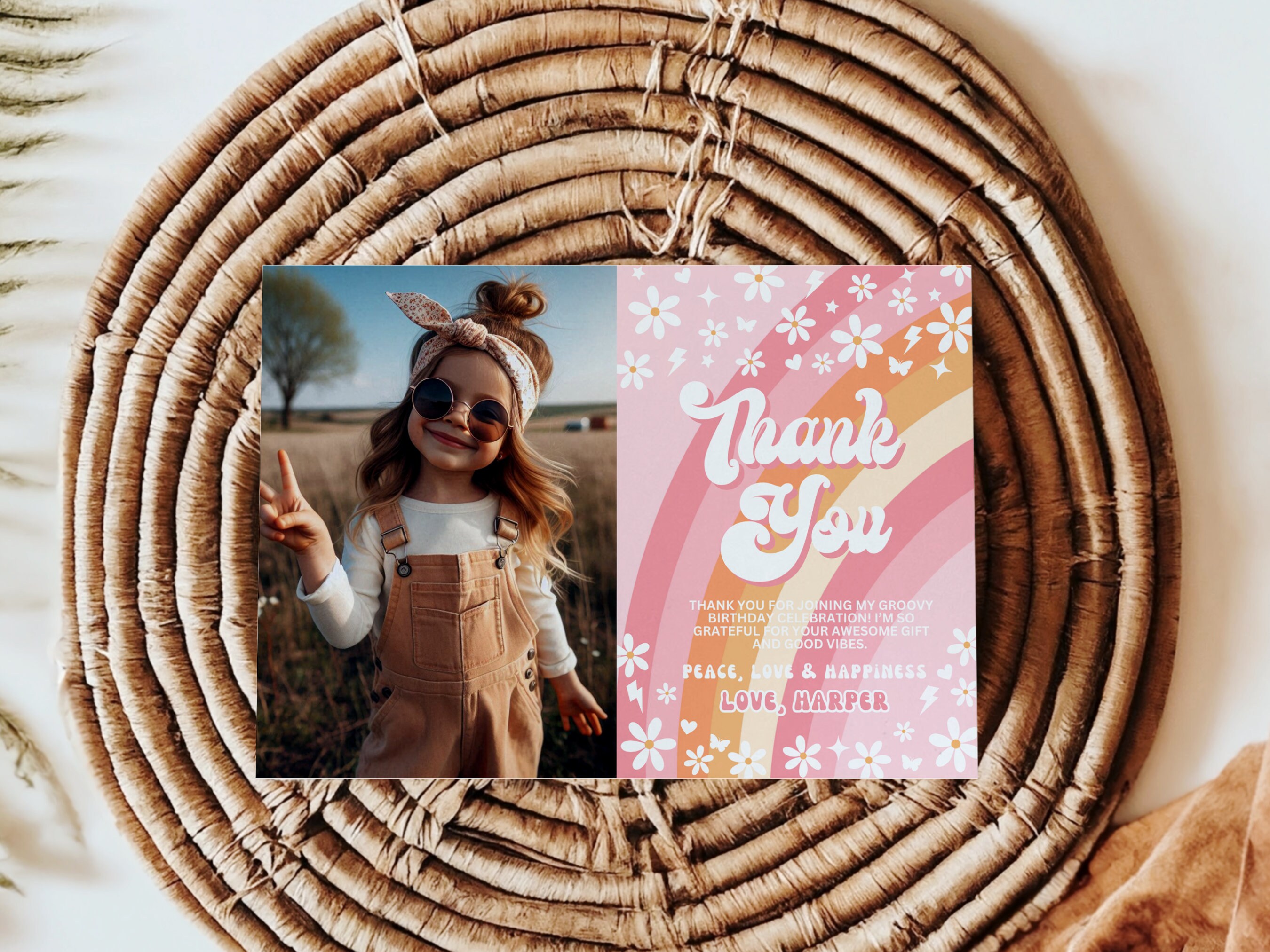 Groovy Birthday Thank You Card, Groovy Thank You, Birthday Thank You ...