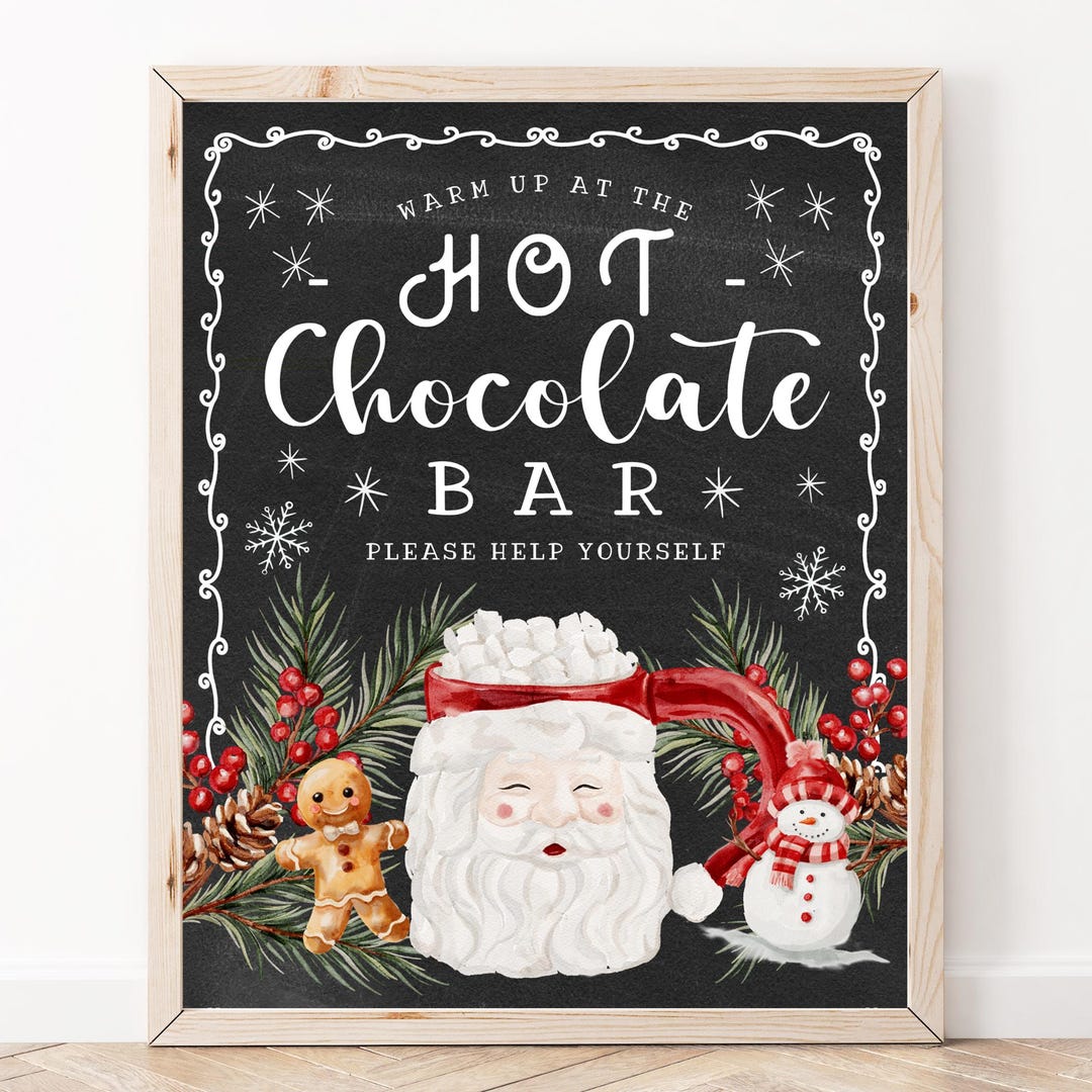 Printable Hot Chocolate Bar Sign, Hot Cocoa Sign, Christmas Party, Hot ...