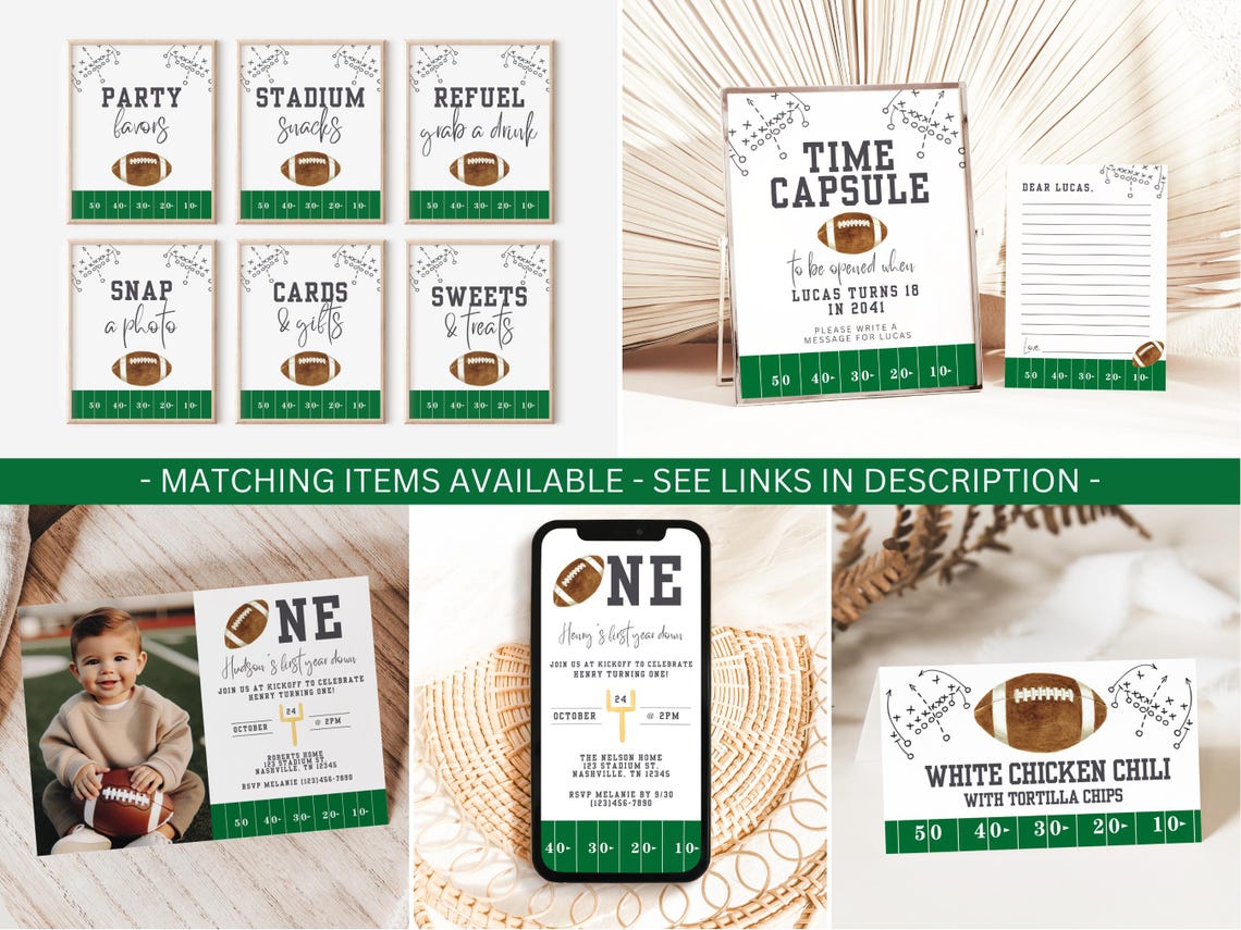 Football Birthday, Football Party Sign Bundle, Instant Download ...