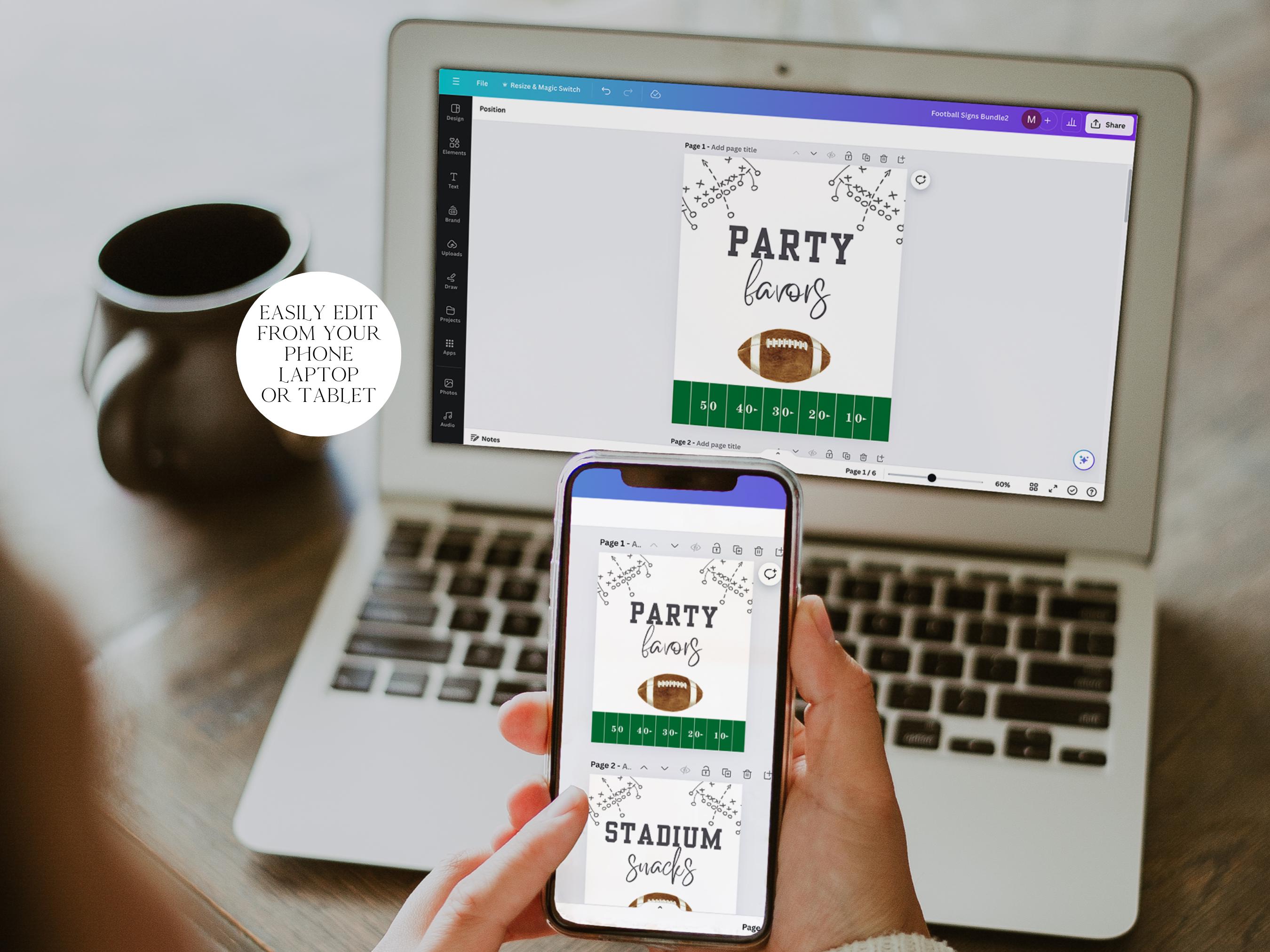 Football Birthday, Football Party Sign Bundle, Instant Download ...