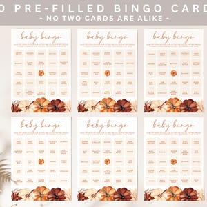 Pumpkin Baby Shower Bingo, Fall Baby Shower, Baby Shower Games, Pumpkin ...