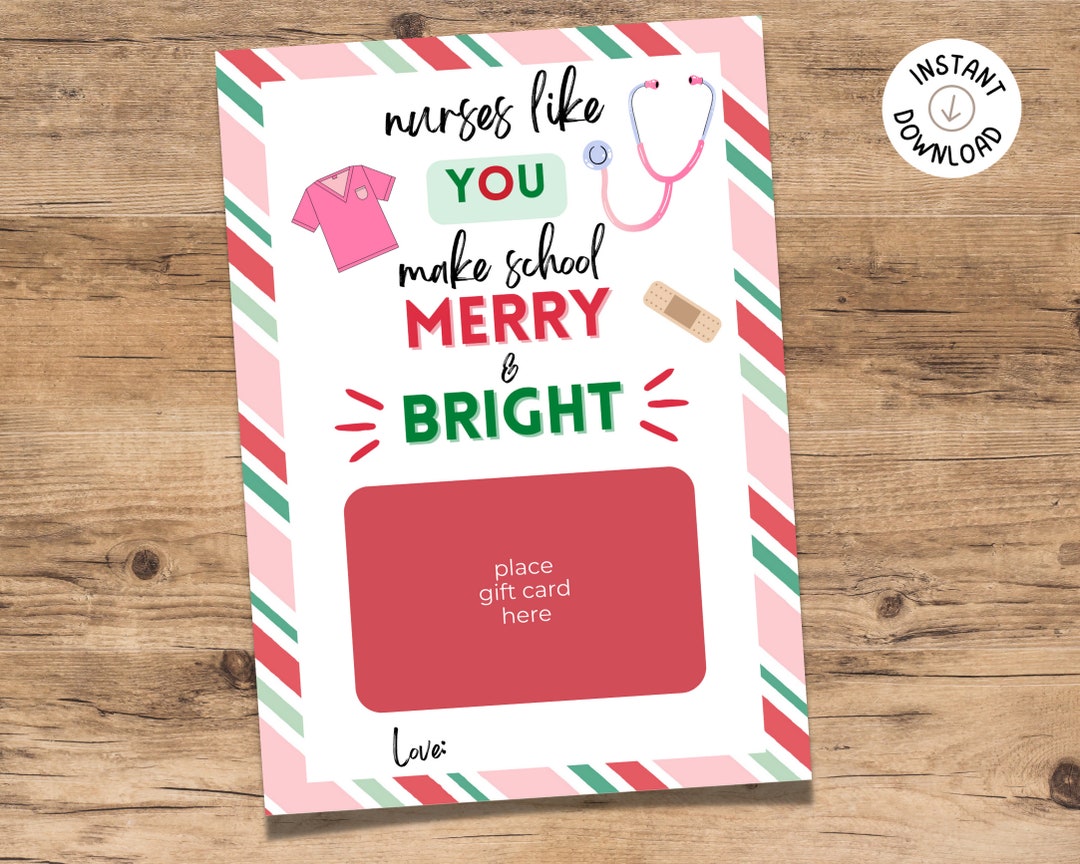 School Nurse Christmas Card School Christmas Card Printable Christmas ...
