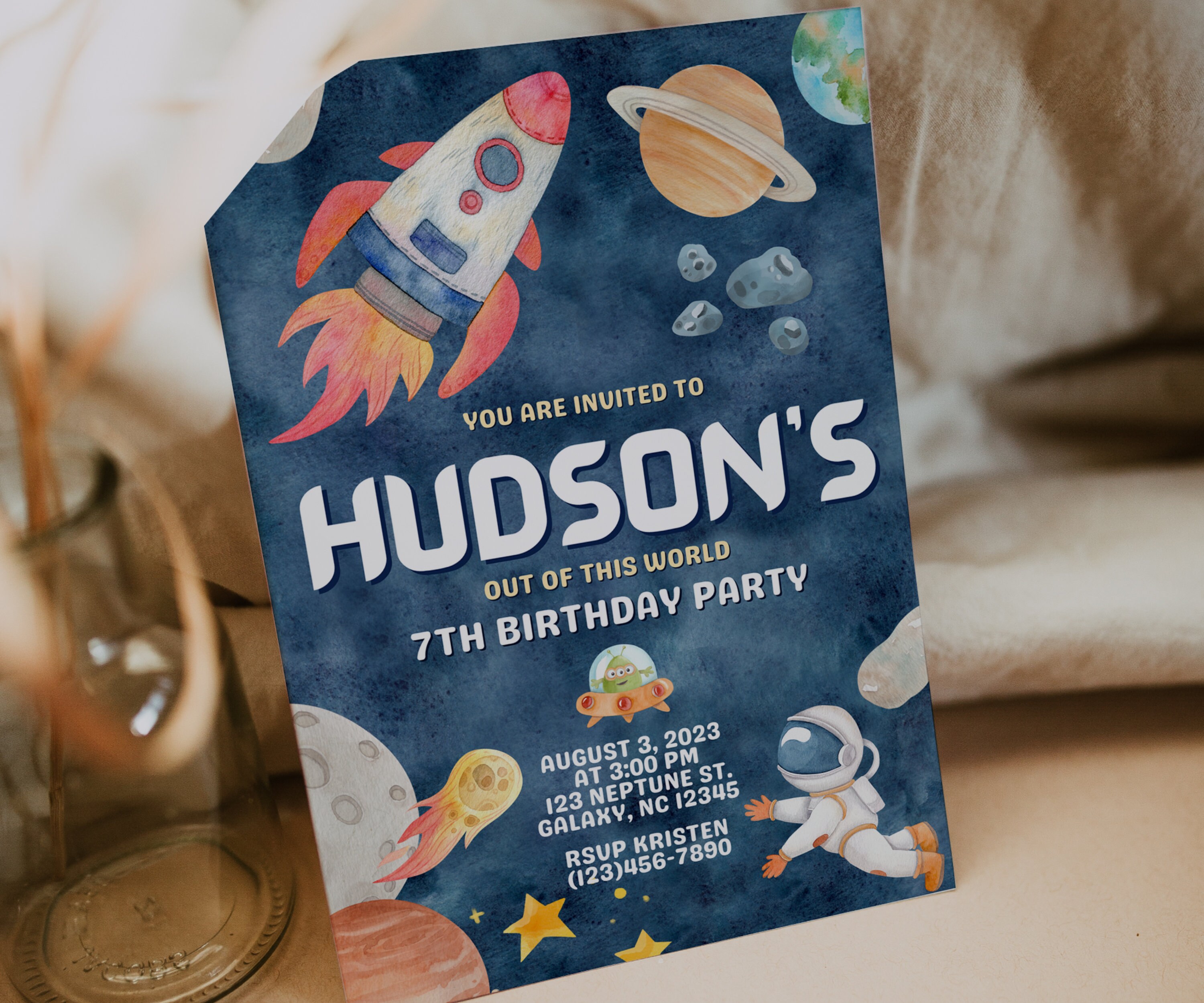 Outer Space Birthday Party Invitation Editable Birthday - Etsy