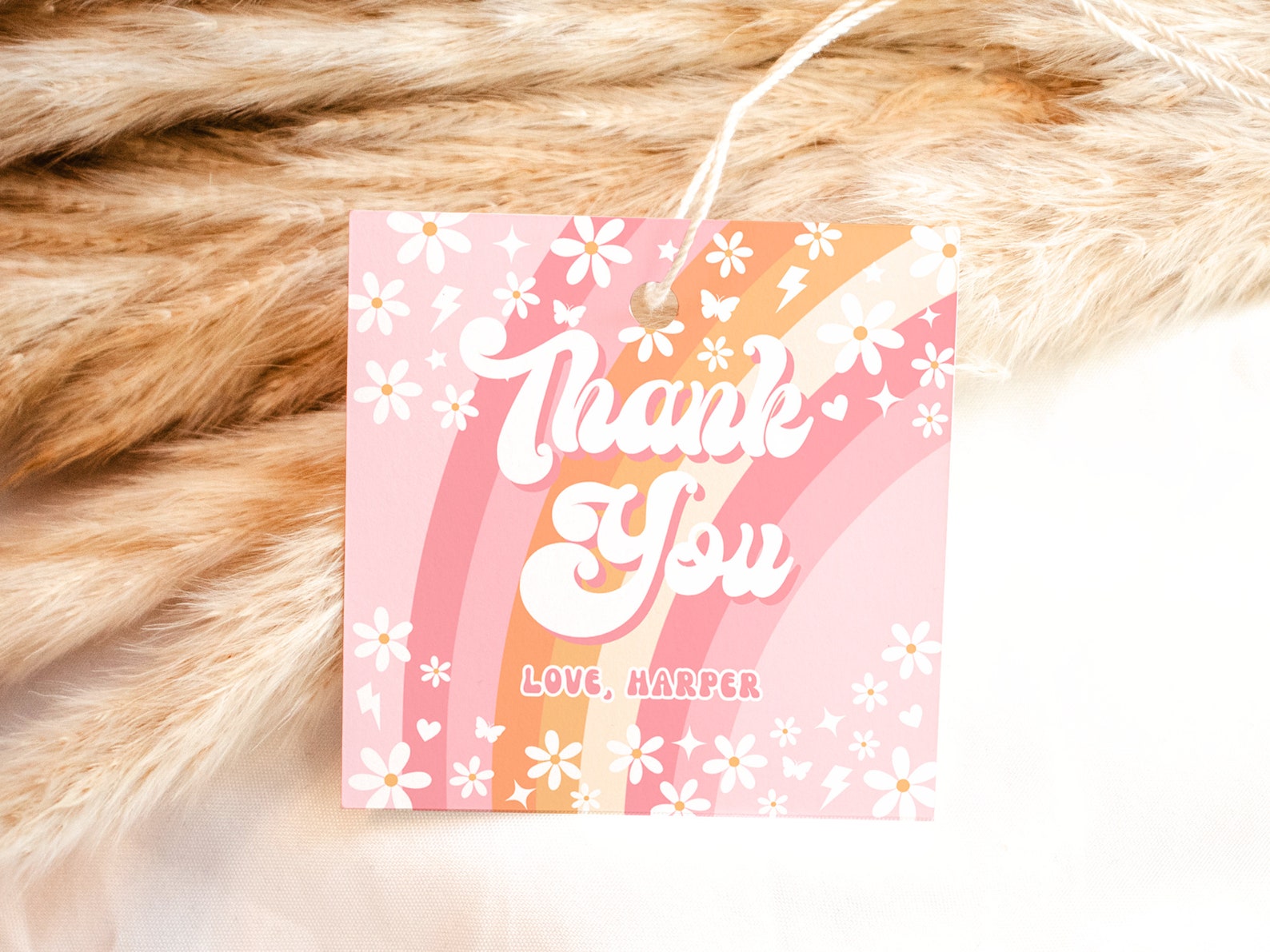 Groovy Birthday Thank You Tag, Retro Birthday, Groovy Birthday, Hippie ...