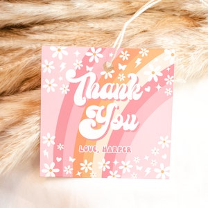 Groovy Birthday Thank You Tag, Retro Birthday, Groovy Birthday, Hippie ...