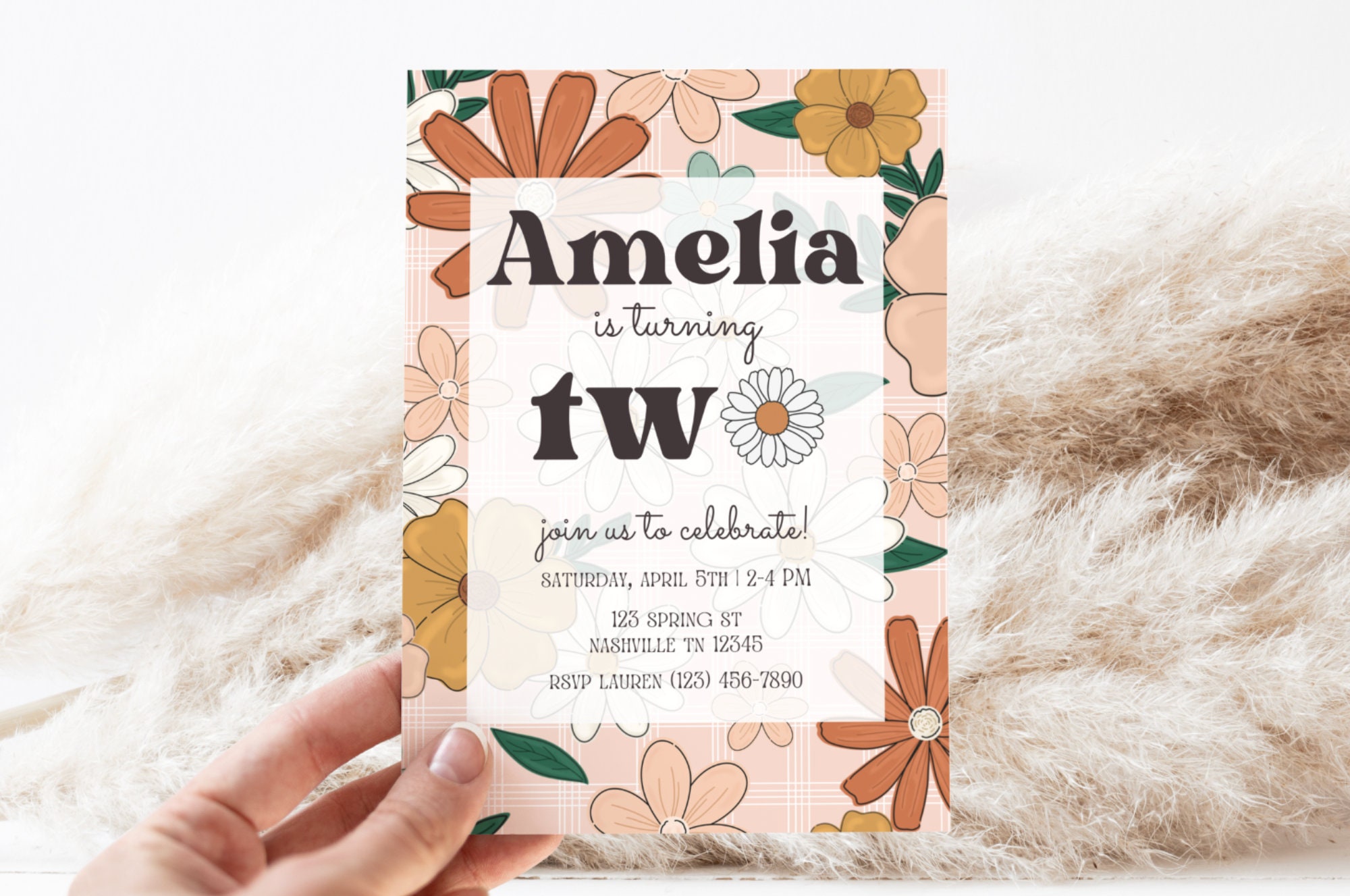 Second Birthday | Invitation Template | Floral 2nd Birthday | Girl ...