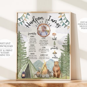 One Happy Camper Birthday Party First Year Milestone Poster Instant ...