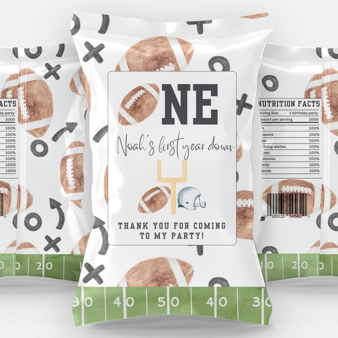 Football Chip Bag, Football Birthday, Football Party, Chip Bag Template ...