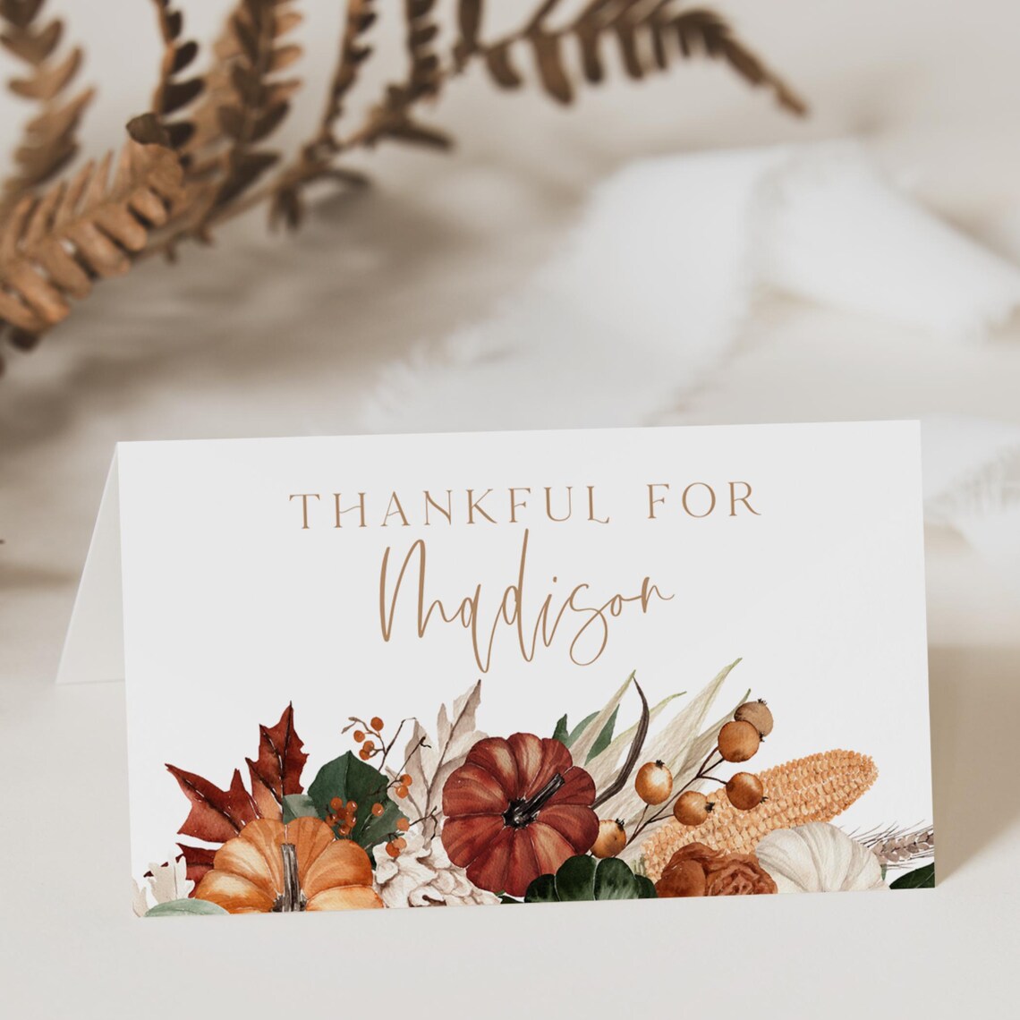 Fall Place Card, Printable Place Card, Autumn Place Card, Thanksgiving ...