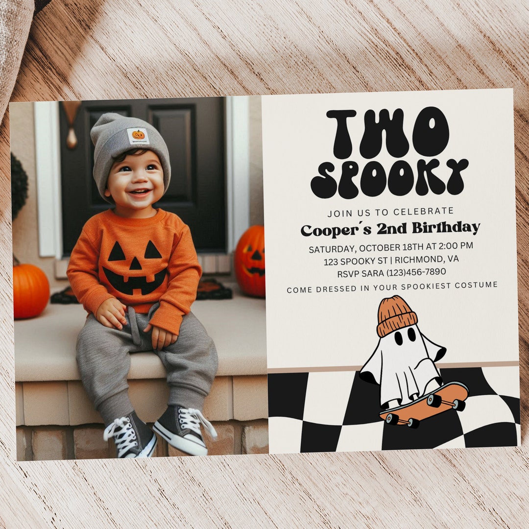 Two Spooky Halloween Birthday Invitation, Two Spooky Invite, 2nd ...