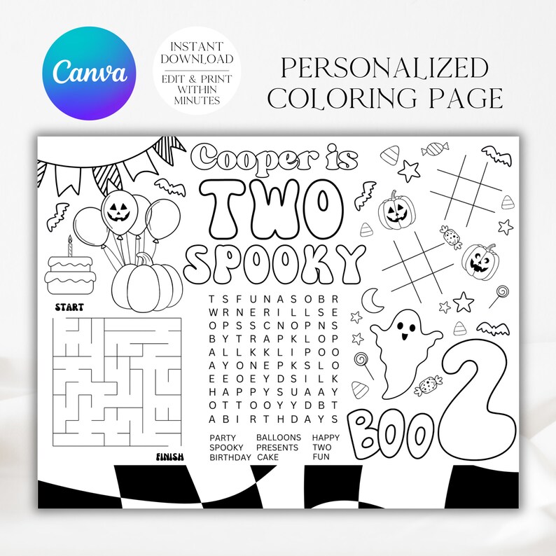 Two Spooky Coloring Page, Instant Download, Halloween Coloring ...