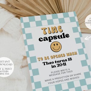 Blue One Happy Dude Time Capsule | Instant Download | A102 - Etsy