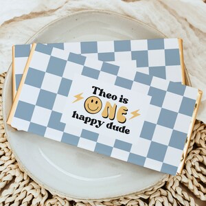 Blue One Happy Dude Candy Bar Wrapper, Smiley Face Birthday, Chocolate ...