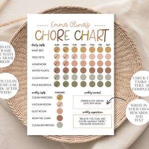 Kids Chore Chart Printable | Instant Download | Editable Chore Chart ...