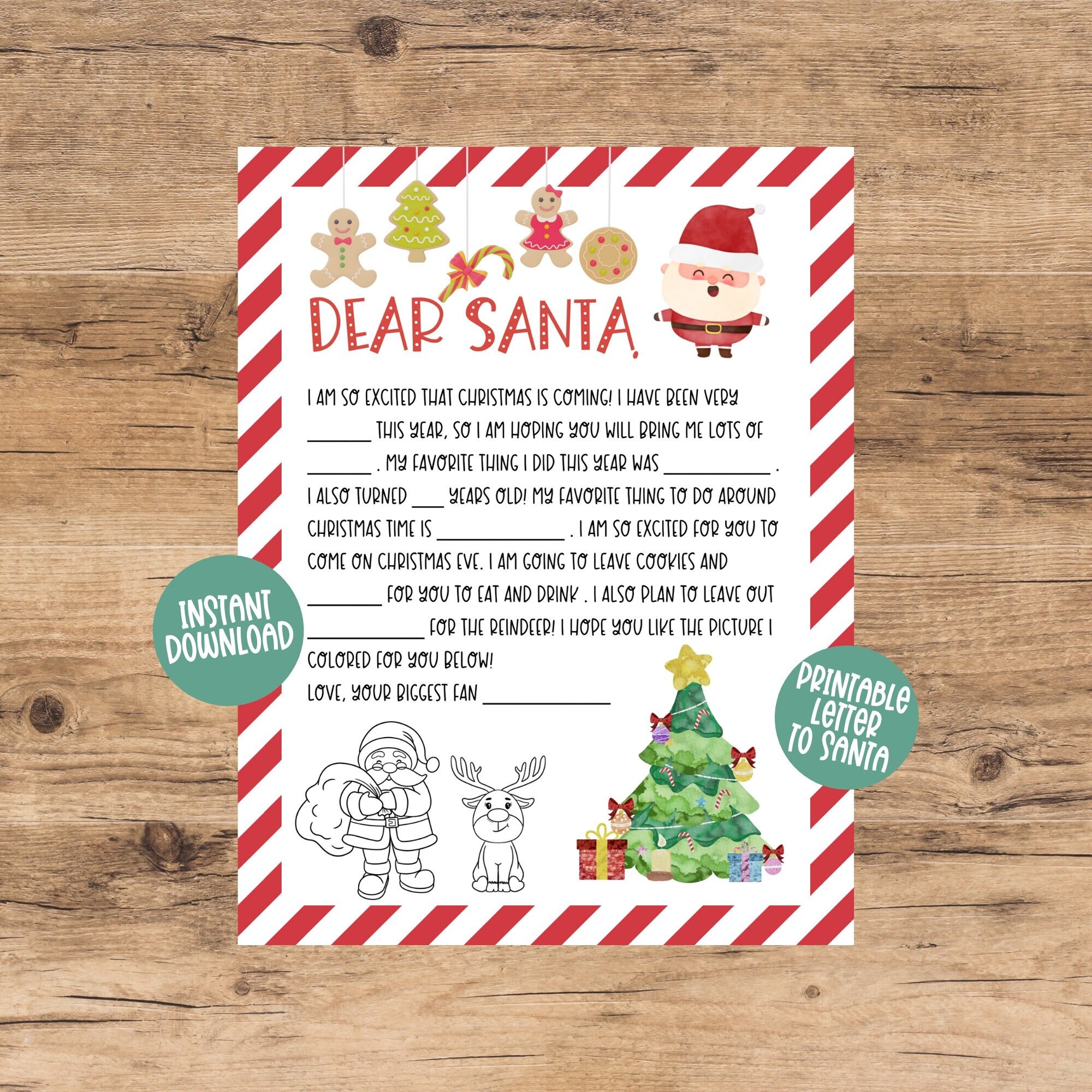 Printable Christmas Letter | Instant Download | Christmas List | Letter ...