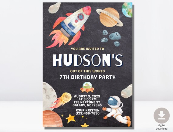 Outer Space Birthday Party Invitation Editable Birthday - Etsy