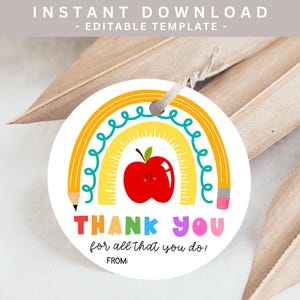 Teacher Appreciation Gift Tag, Thank You Tag, Teacher Gift Tag, Teacher ...