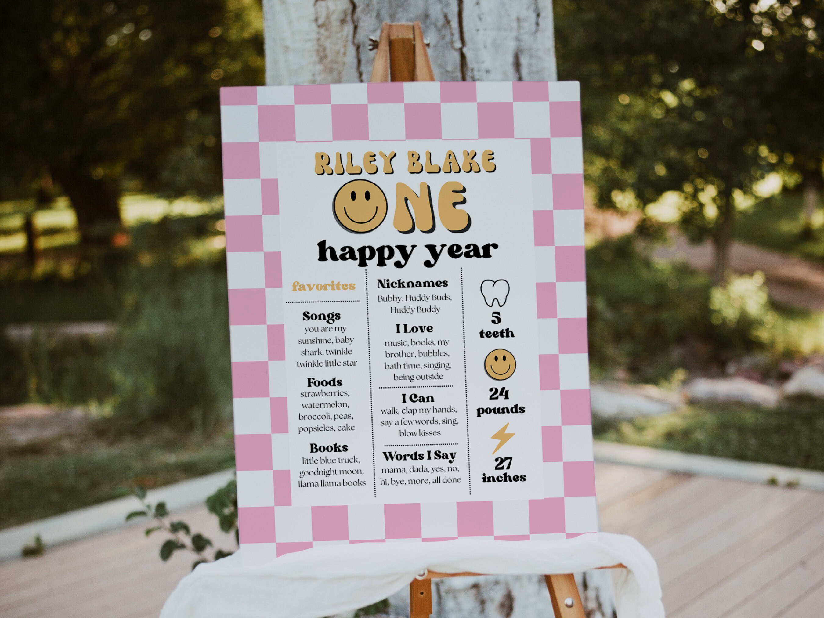 One Happy Girl Milestone Sign | Smiley Face Birthday | Printable First ...