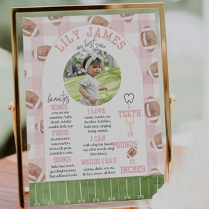Pink Football First Birthday Milestone Poster First Year - Etsy
