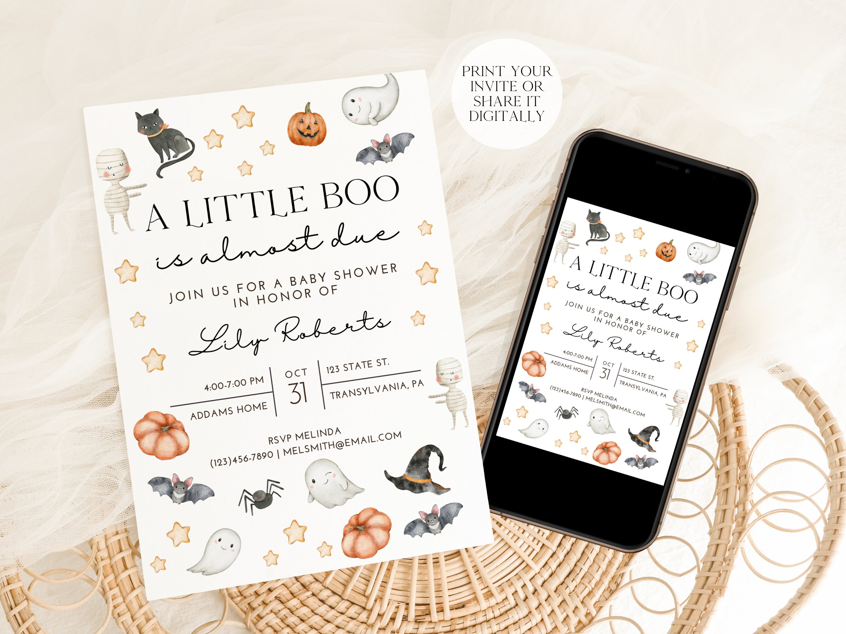 Spooky Baby Shower Invitation A Little Boo Invite - Etsy