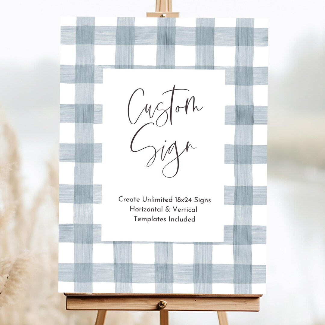 Custom Baby Shower Sign Template, Gingham Baby Shower Sign, Editable ...
